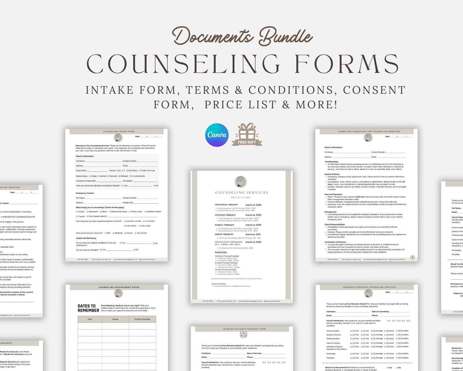 Counseling Intake Form, Counseling Forms Bundle, Mental Health ...