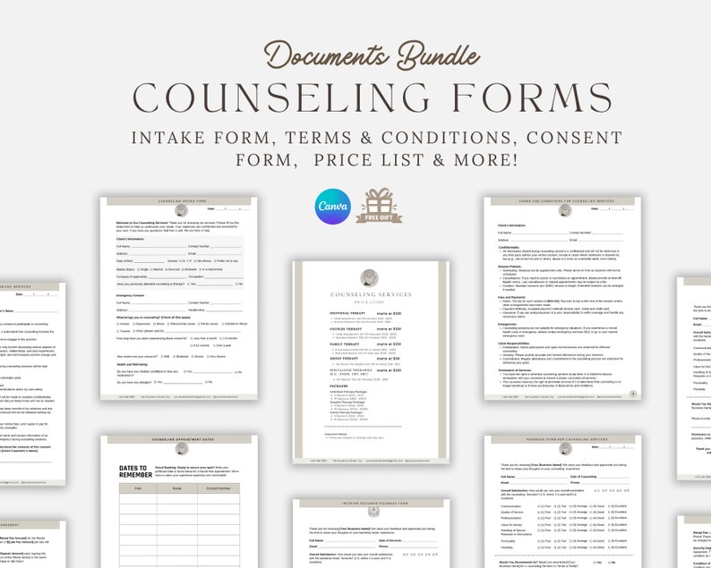 Counseling Intake Form, Counseling Forms Bundle, Mental Health ...