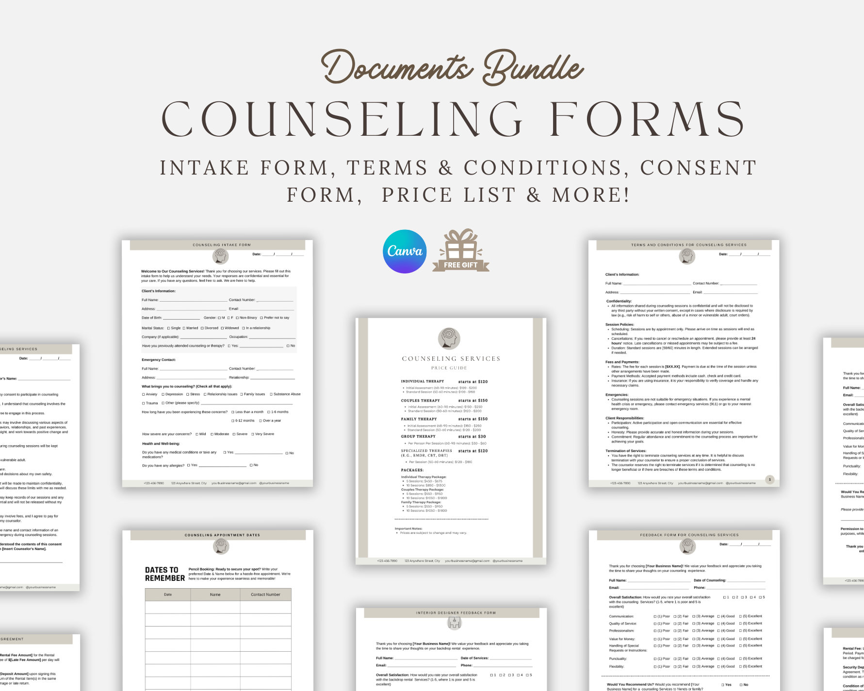 Counseling Intake Form, Counseling Forms Bundle, Mental Health ...