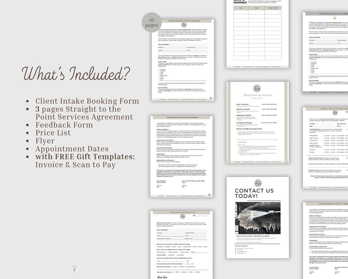 Pressure Washing Power Cleaning Agreement Contract Template, Business ...