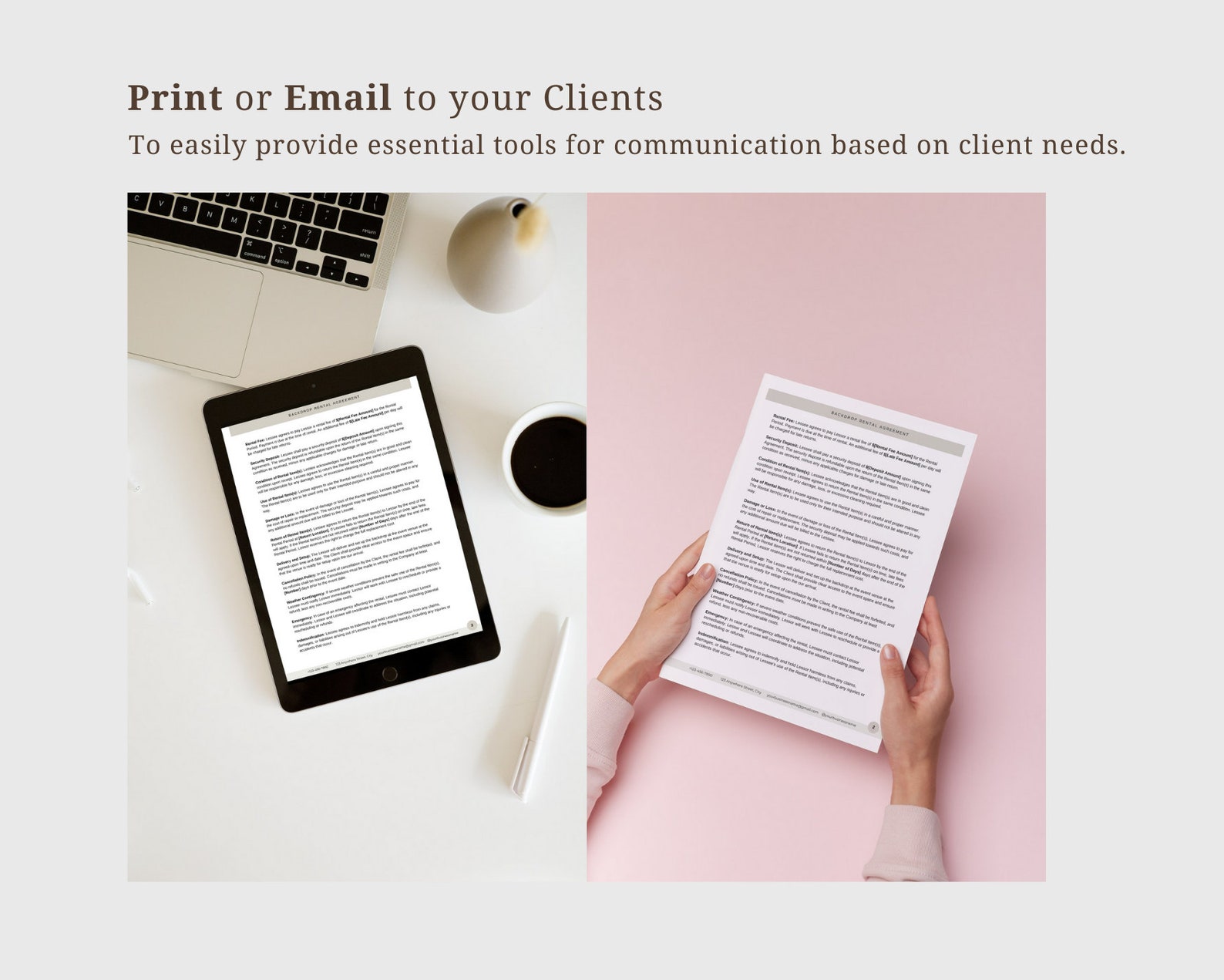 Backdrop Rental Agreement Template, Flower Wall Rental Contract, Event ...