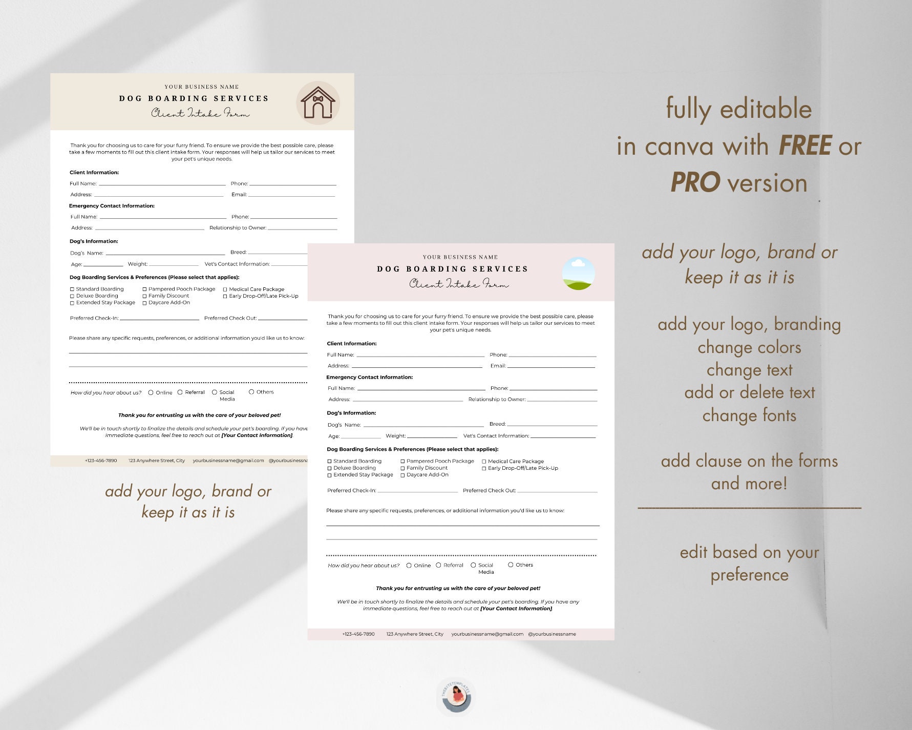 Dog Boarding Contract, Dog Boarding Business, Pet Boarding Report Card ...