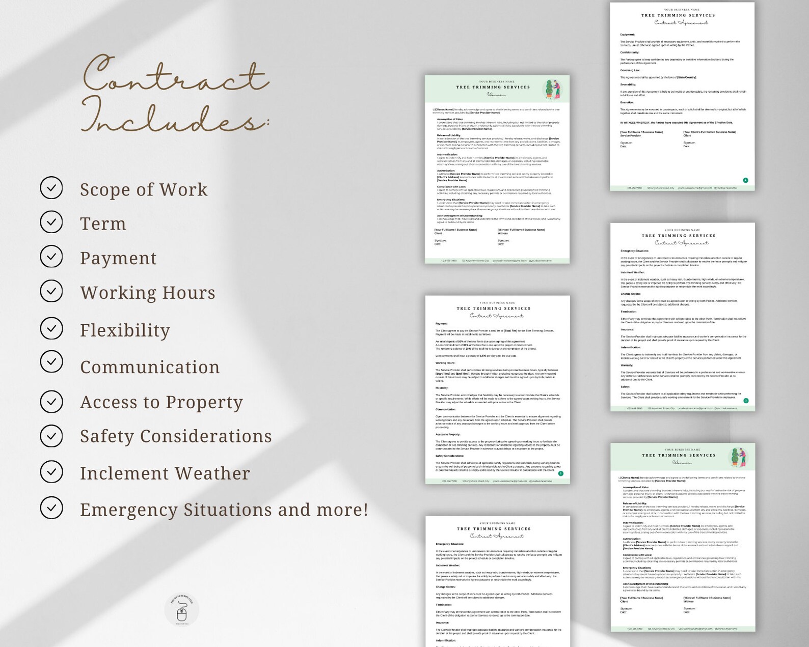 Tree Trimming Contract Waiver Logo, Lawn Care Contract, Service ...