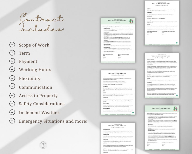 Tree Trimming Contract Waiver Logo, Lawn Care Contract, Service ...