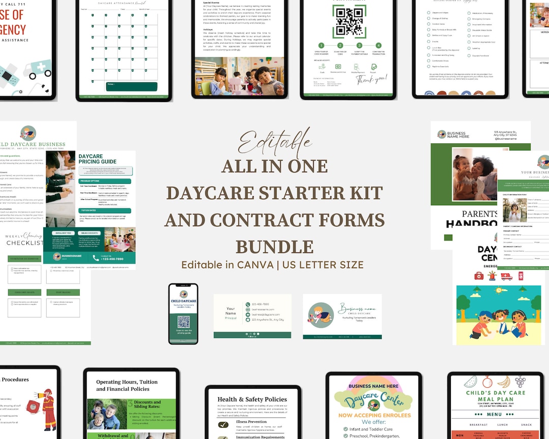 Daycare Starter Kit, Daycare Forms, Daycare Contract, Childcare Forms ...