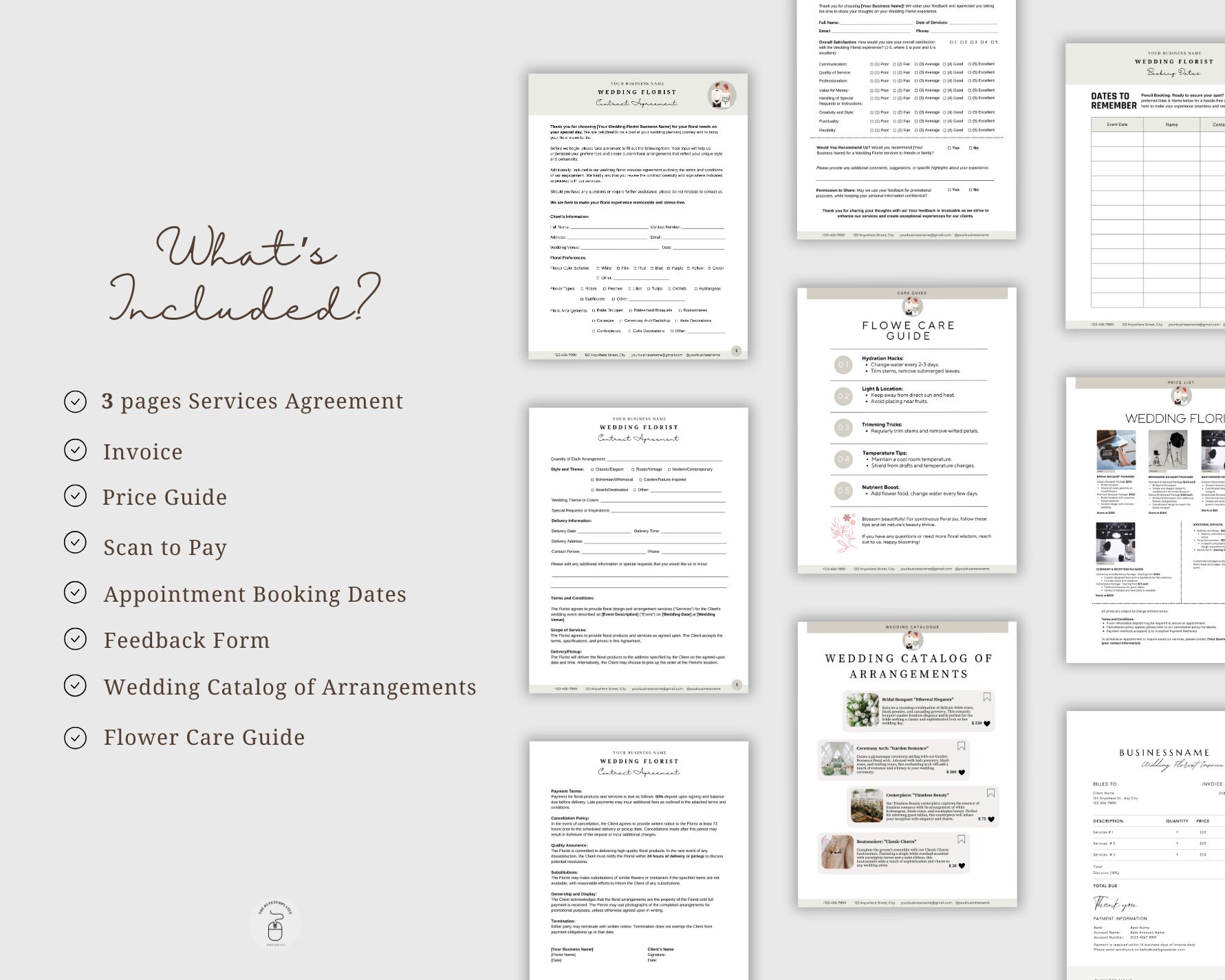 Wedding Florist Contract Template Proposal and Contract, Florist Order ...