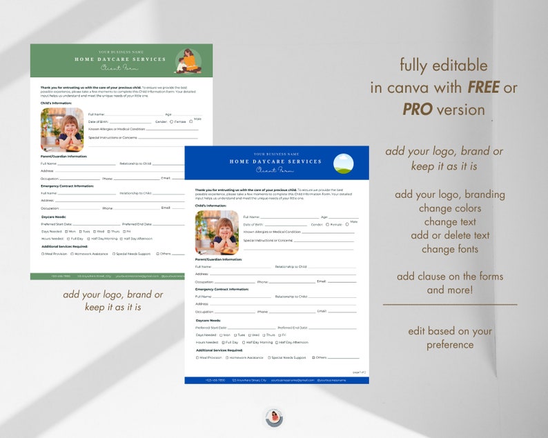 Home Daycare Forms, Home Daycare Contract, Home Daycare Template, Home ...