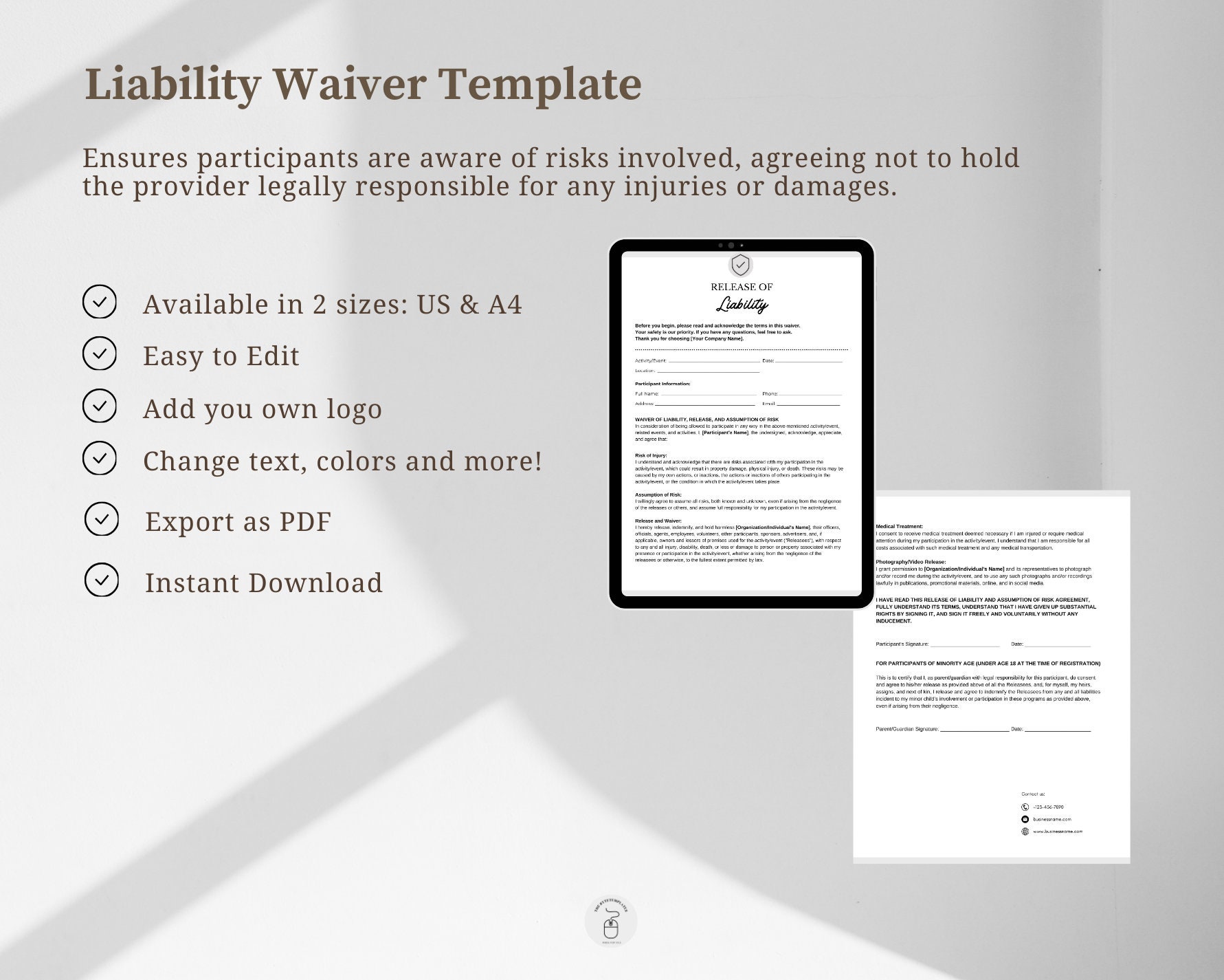 General Liability Waiver Form Template Professional Waiver of Liability ...