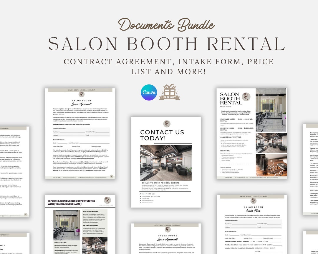 Professional Salon Booth Rental Contract, Editable Booth Rental ...