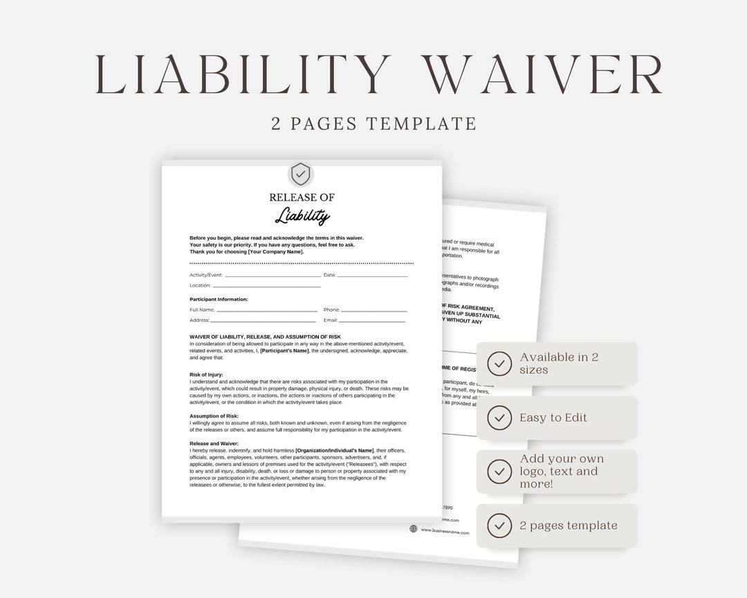 General Liability Waiver Form Template Professional Waiver of Liability ...