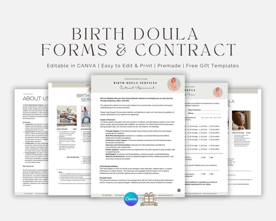Birth Doula Contract Agreement, Birth Doula Client Intake Form ...