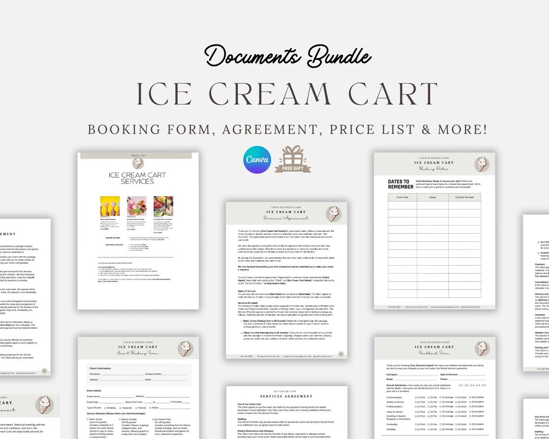Ice Cream Cart, Event Vendor Contract Template, Party Rental Party ...