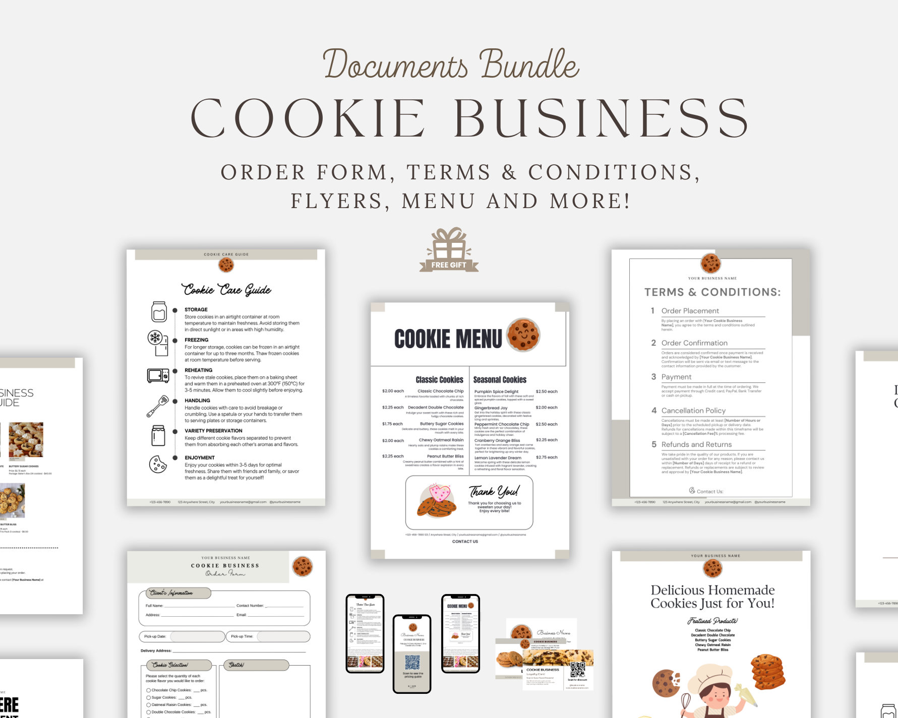 Cookie Business Bundle Order Form Care Card Price List, Bakery Order ...