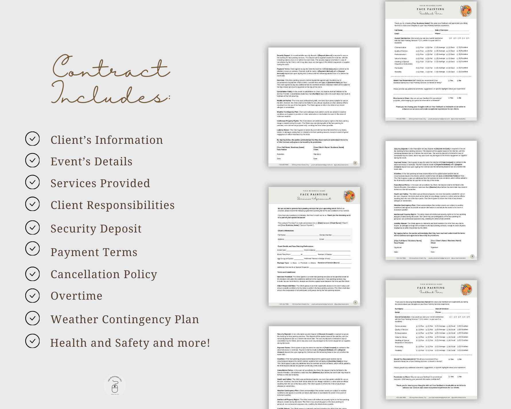 Face Painting Contract Template Forms, Event Face Paint Intake Form ...