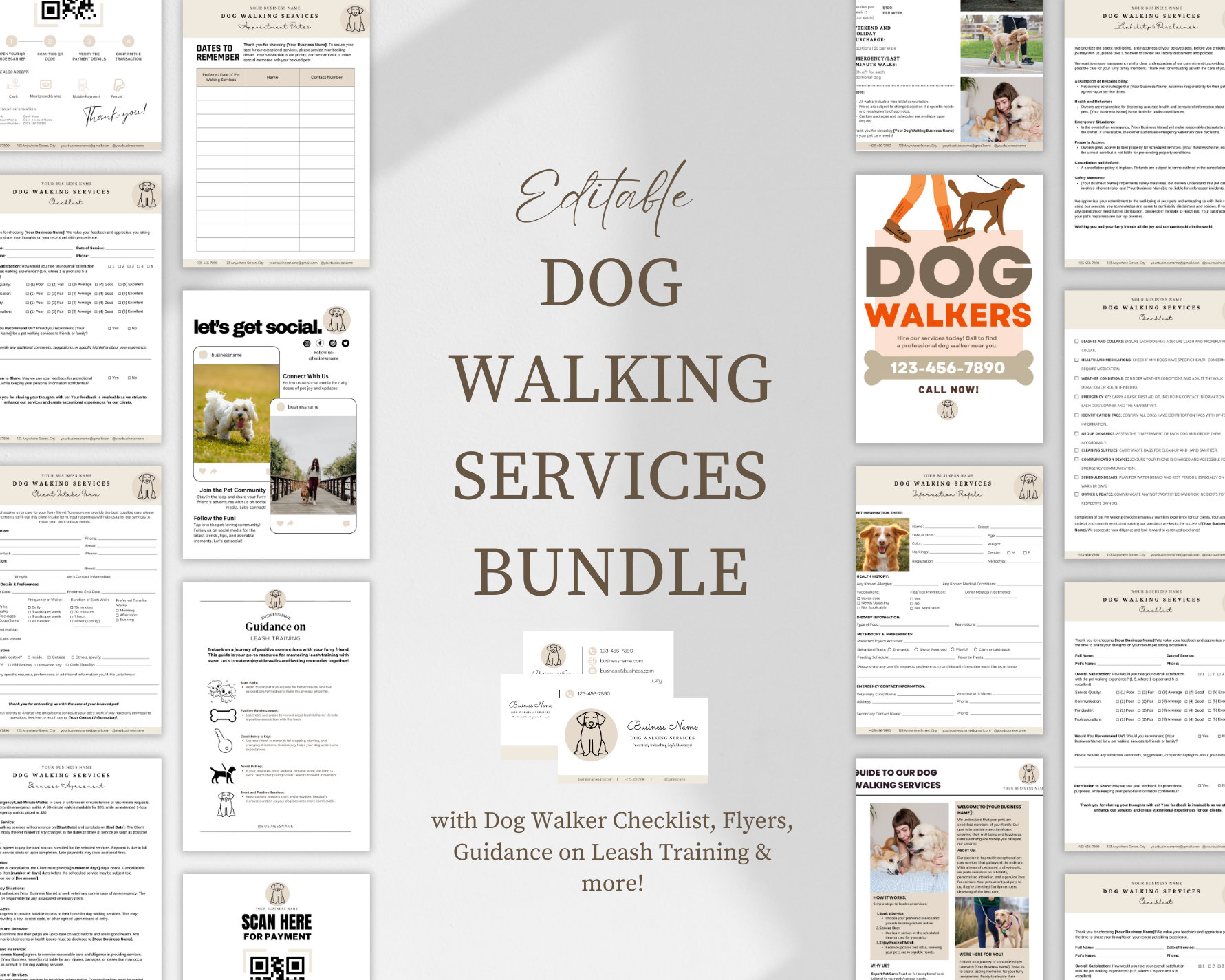 Dog Walking Service Agreement/contract Template, Editable & Printable ...