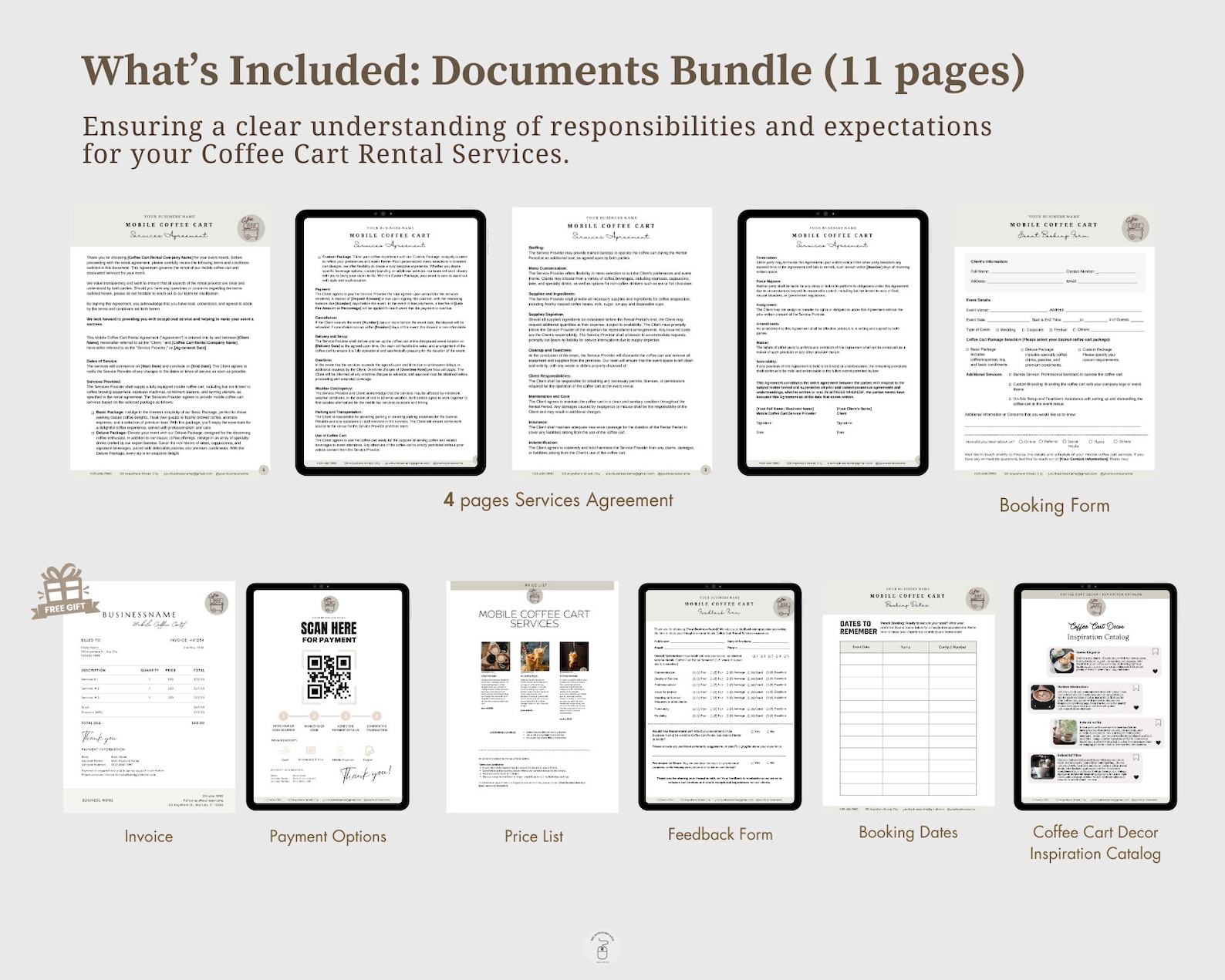 Coffee Cart Bar Contract, Event Vendor Contract, Mobile Bar Rental ...