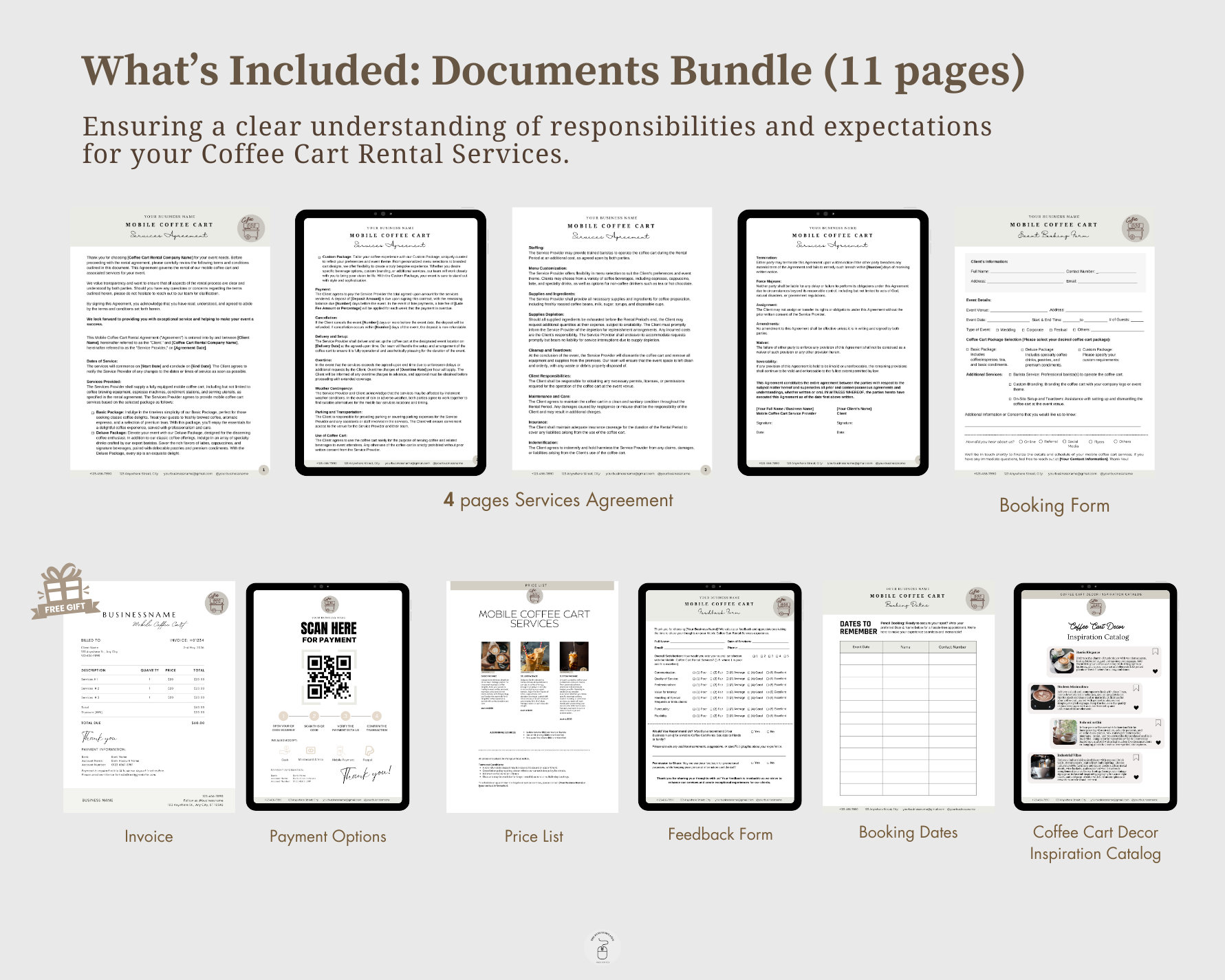 Coffee Cart Bar Contract, Event Vendor Contract, Mobile Bar Rental ...