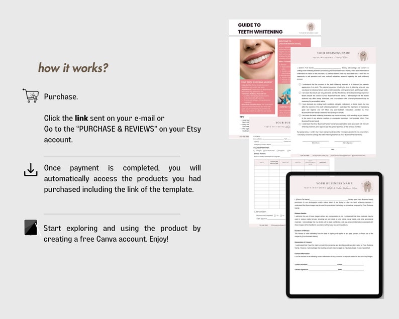 Teeth Whitening Consent Form, Teeth Whitening Forms Bundle, Esthetician ...