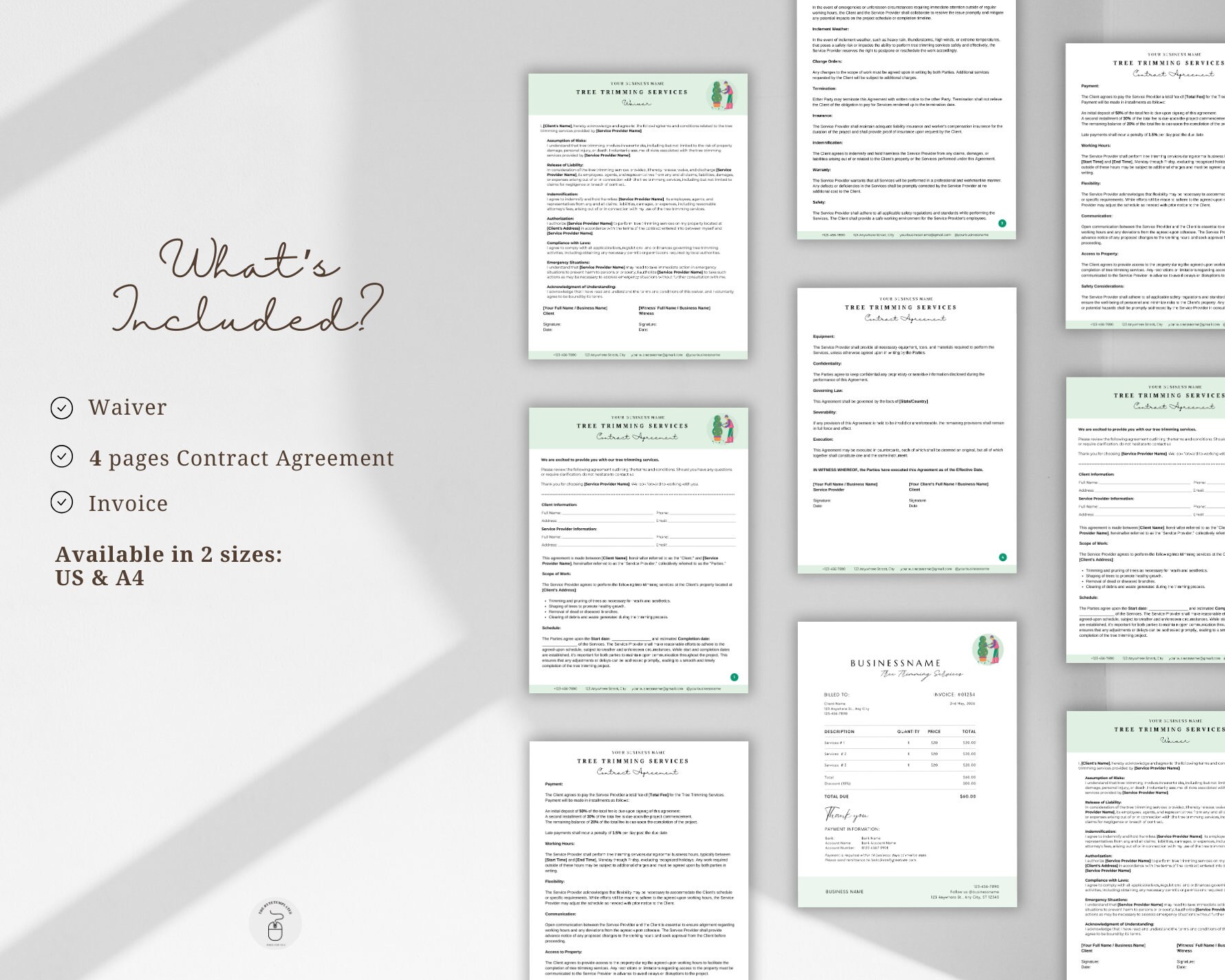 Tree Trimming Contract Waiver Logo, Lawn Care Contract, Service ...