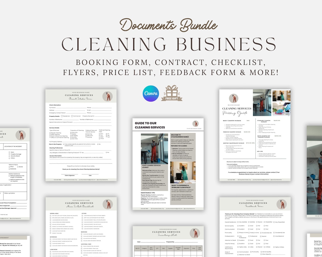 Cleaning Business Forms Bundle, Cleaning Contract, Cleaning Checklist ...