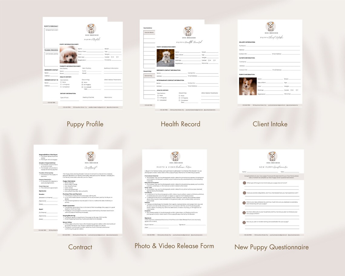 Dog Breeder Forms, Puppy Sale Contract, Dog Breeder Contract, Breeder ...