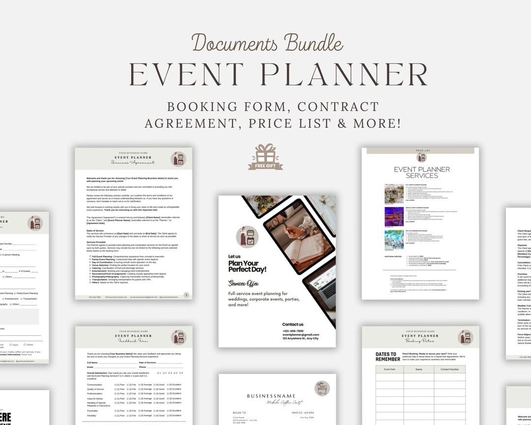 Event Planner Planning Coordinator Contract Template Bundle Flyer Form ...