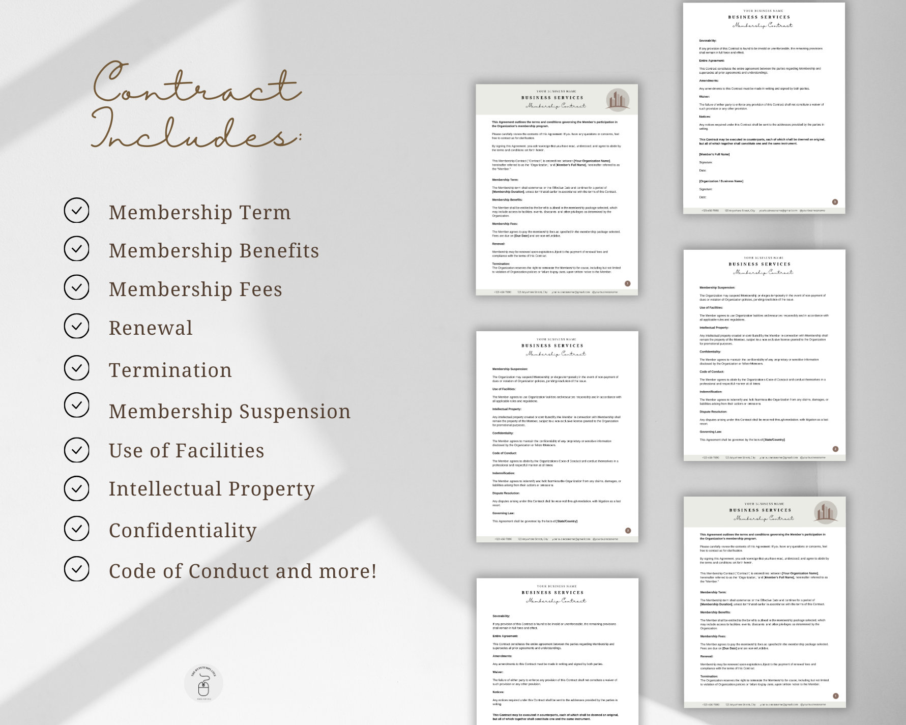 Membership Contract, New Client Template, Registration Form, New Client ...