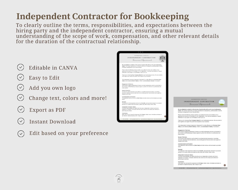 Independent Contractor Agreement Template Bookkeeping Contract ...