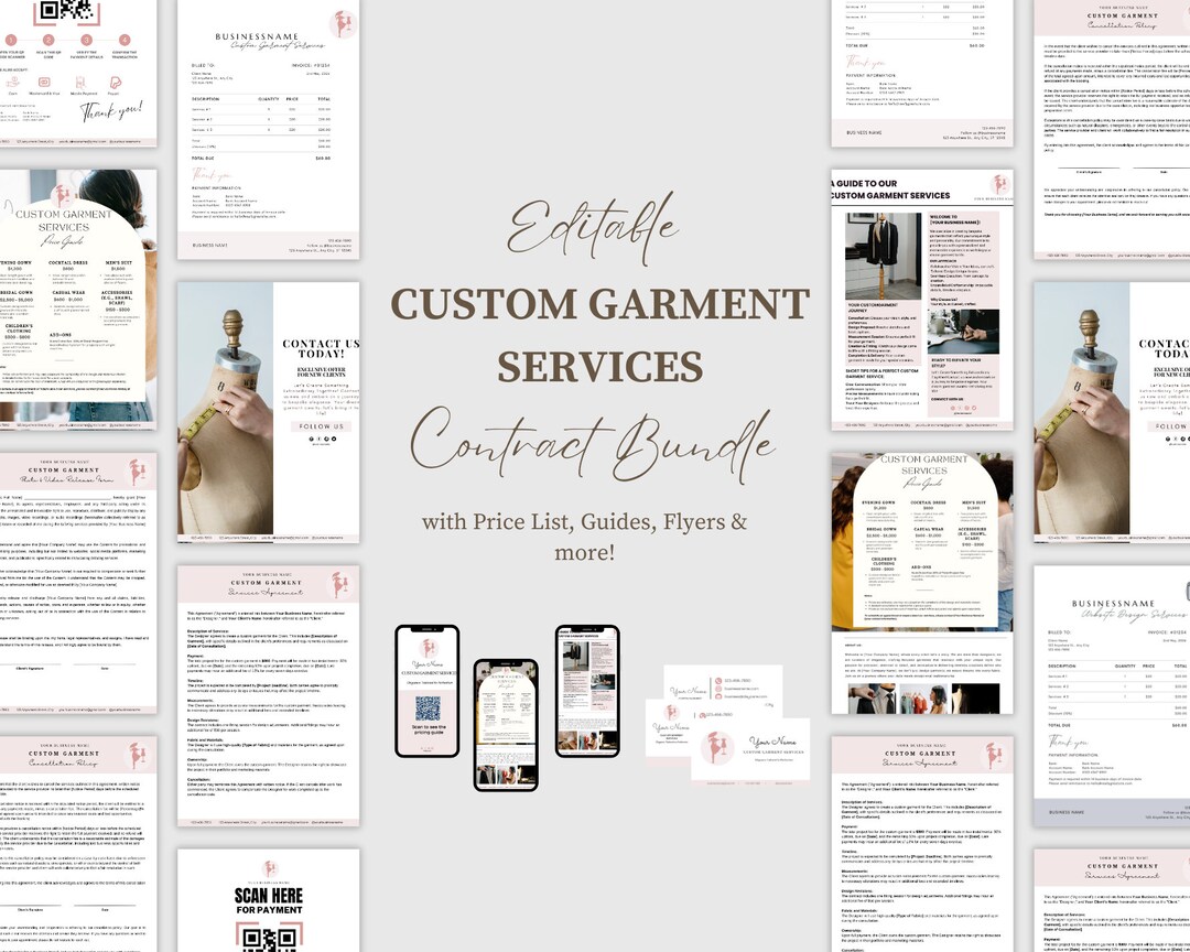Custom Garment Contract, Tailor Made Clothing Agreement, Tailored Forms ...