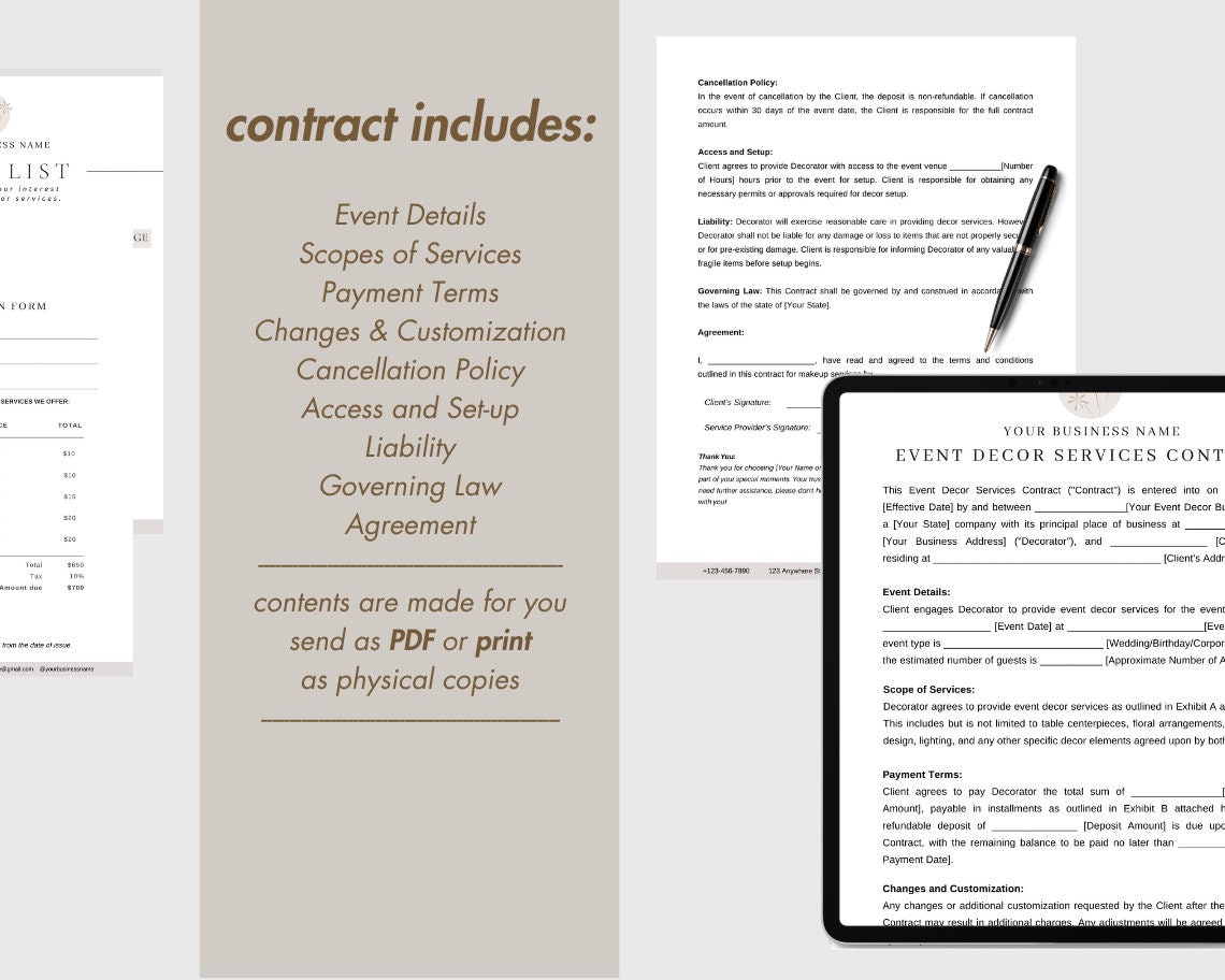 Event Decor Contract, Event Decor Agreement Templates , Event Decor ...