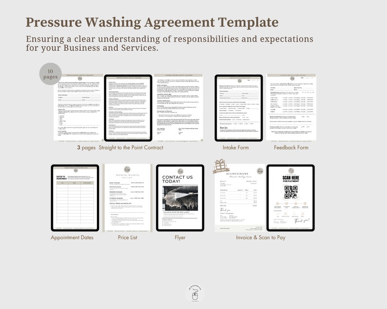 Pressure Washing Power Cleaning Agreement Contract Template, Business ...