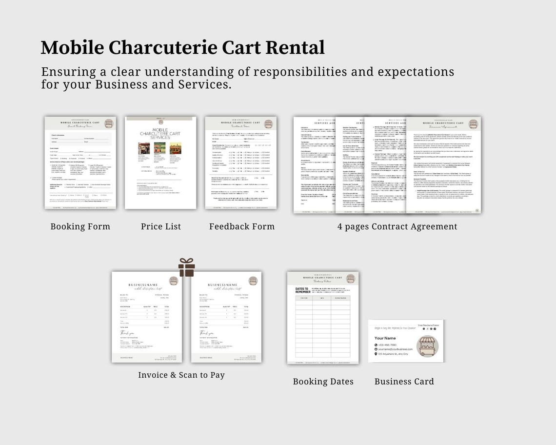 Mobile Charcuterie Cart, Event Vendor Contract Template, Party Rental ...