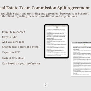 Team Commission Split Contract, Editable Real Estate Commission ...