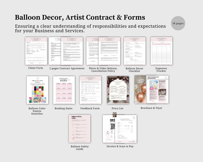 Editable Balloon Decor Contract Template, Balloon Artist Service ...