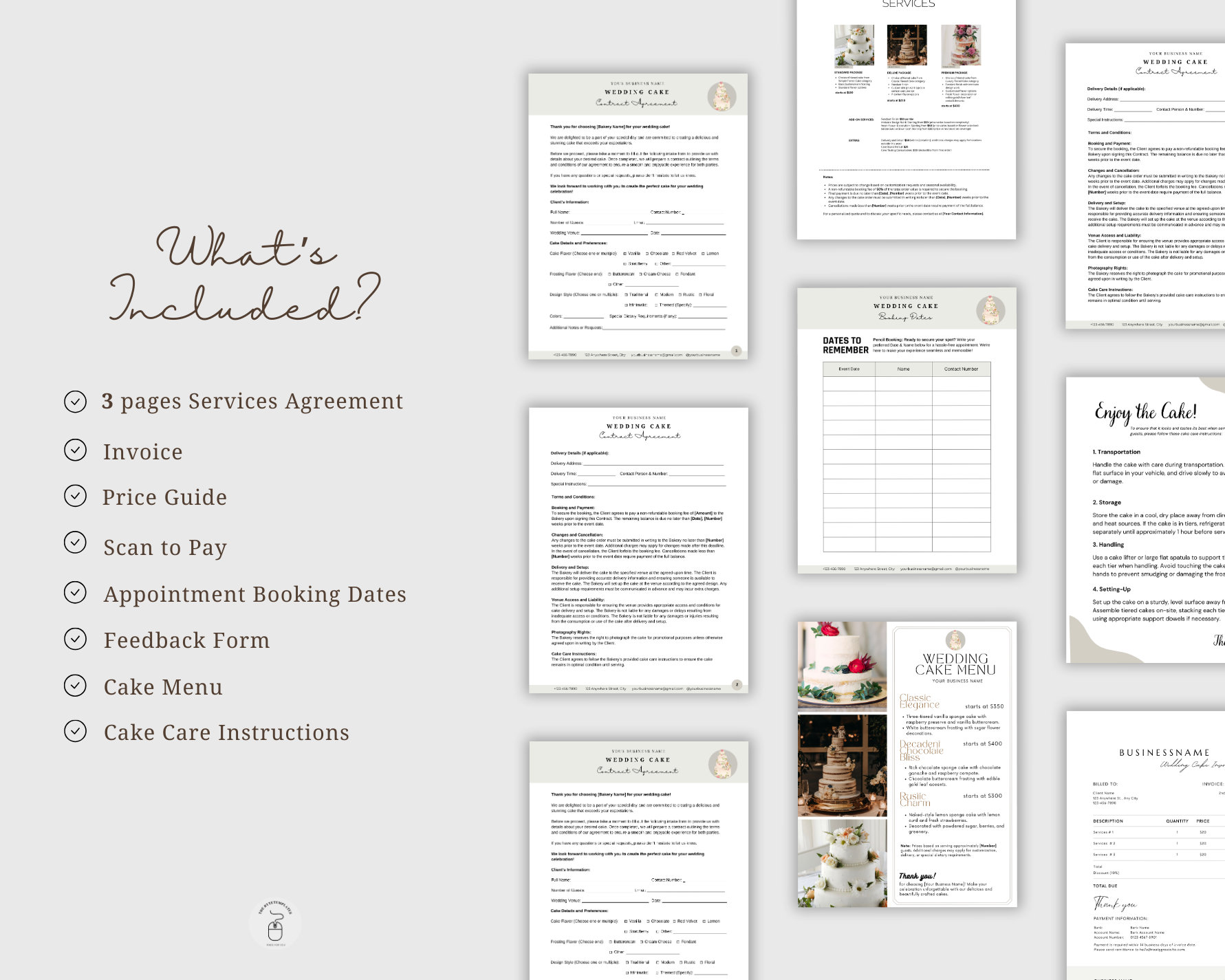 Wedding Cake Contract, Wedding Cake Order Form, Catering Agreement Form ...