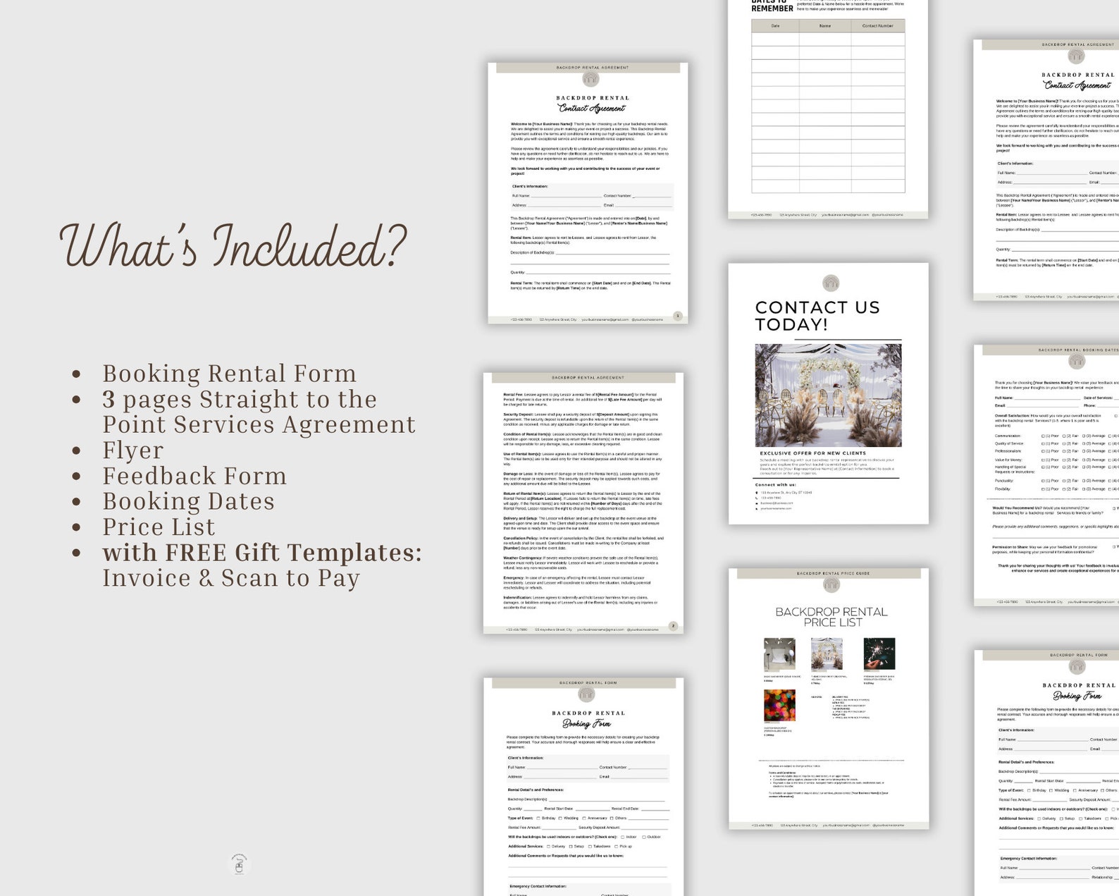 Backdrop Rental Agreement Template, Flower Wall Rental Contract, Event ...