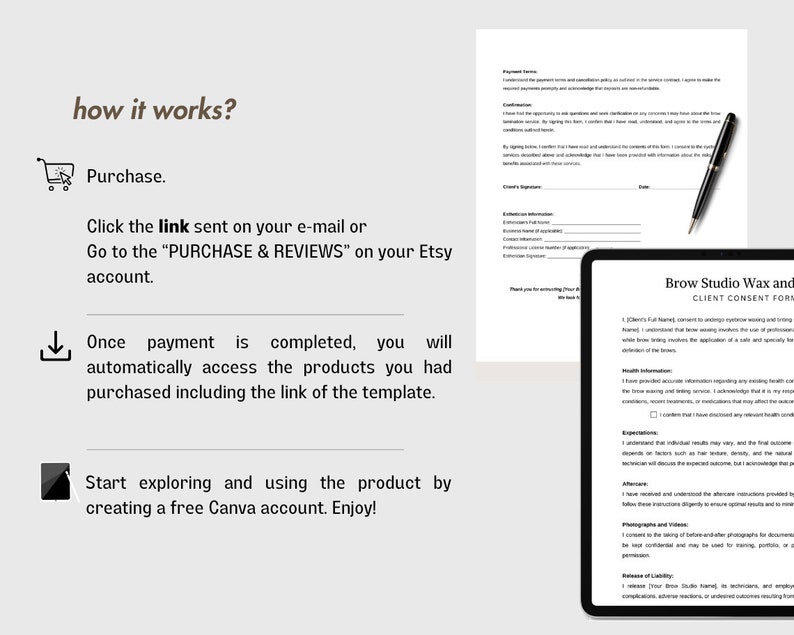 Esthetician Form, Brow Wax & Tint Client Forms Bundle - Editable ...