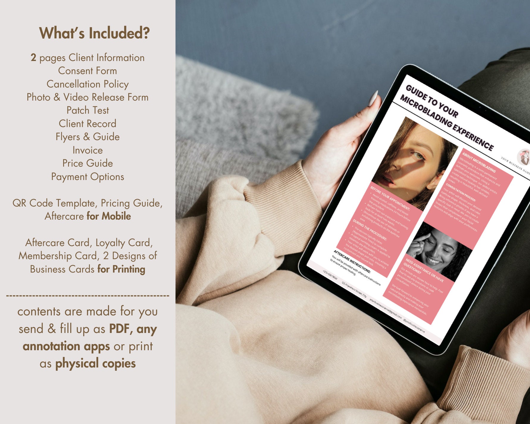 Editable Microblading Forms Bundle, Professional Permanent Make-up Forms, Microblading ...