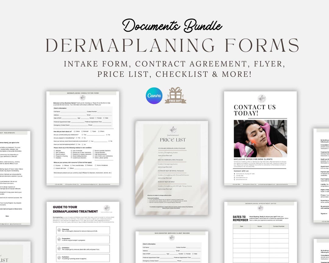 Editable Dermaplaning Consent Forms, Facial Consultation, Skincare ...