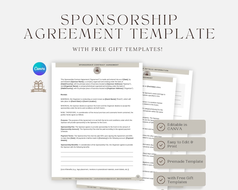 Sponsorship Agreement Contract Template, Event Sponsorship Template ...