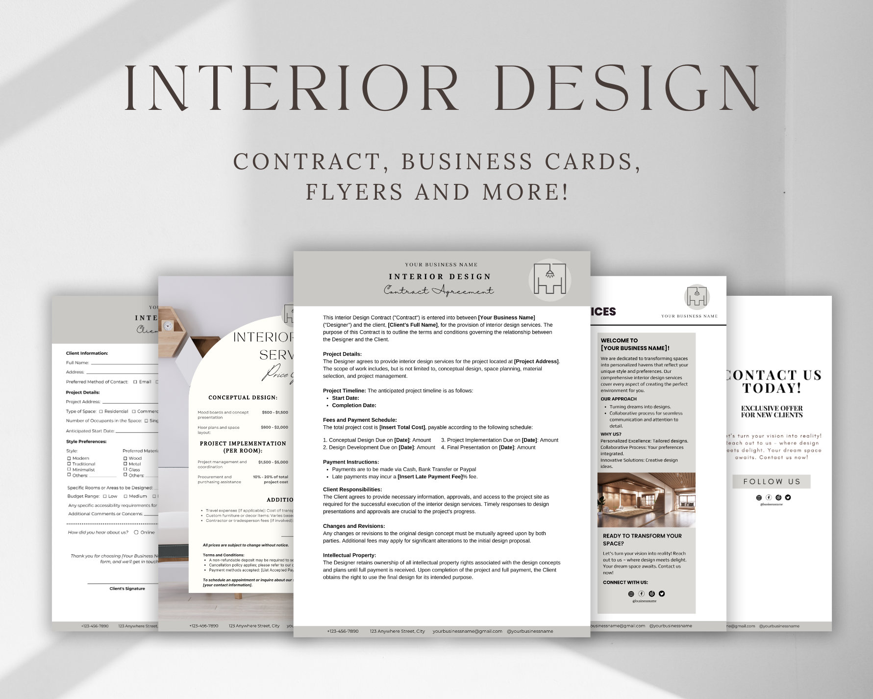 Interior Designer Client Contract, Interior Design Services Agreement ...