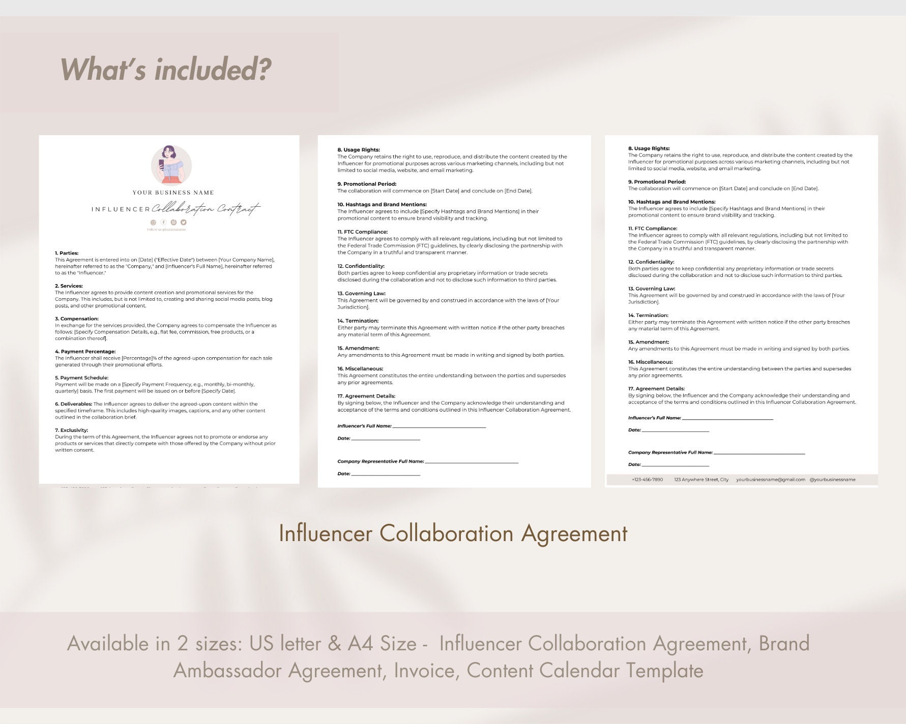 UGC Contract Template, Influencer Contract, Content Creation Services ...