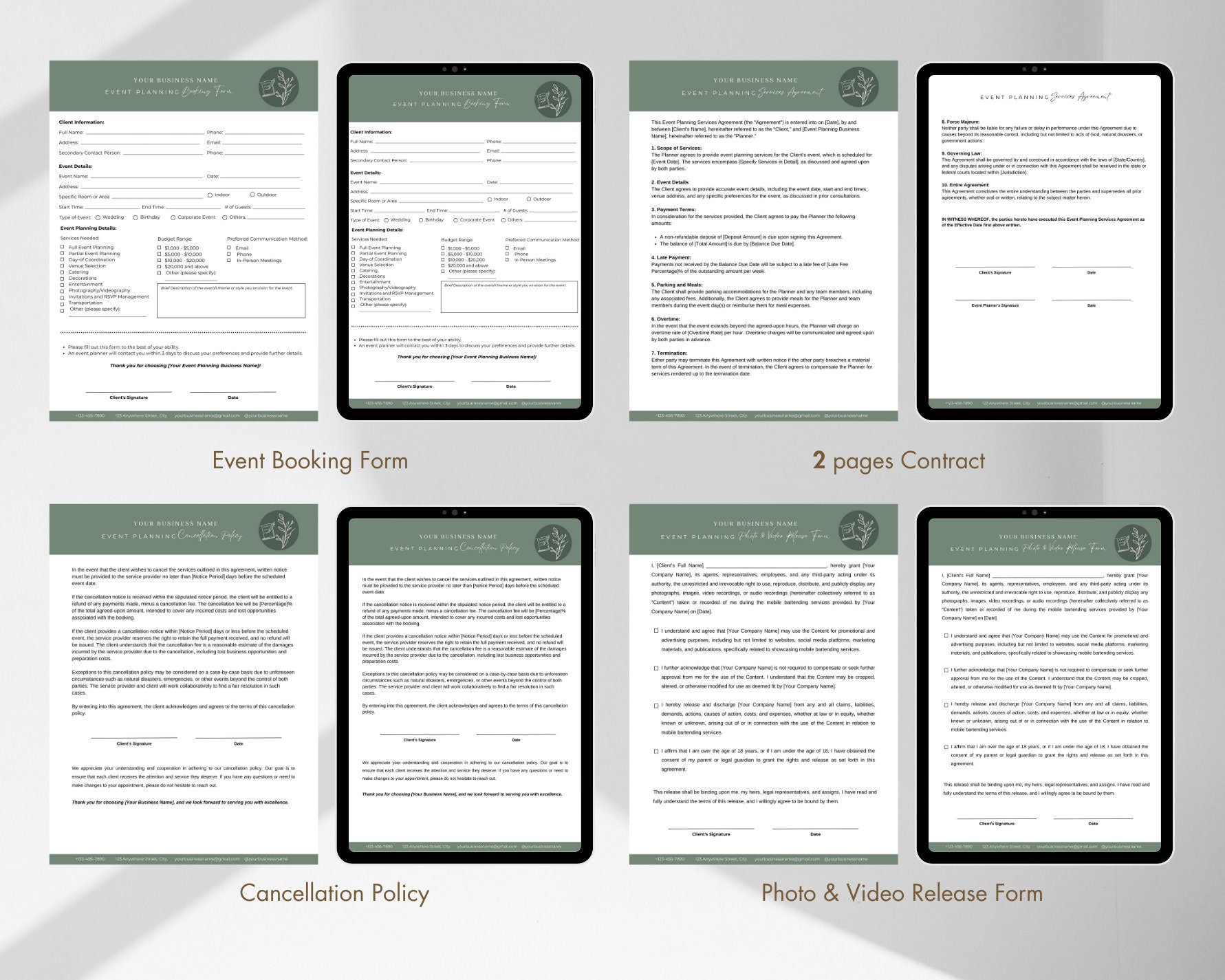 Event Planner Service Bundle Contract Agreement Form, Event Planning ...