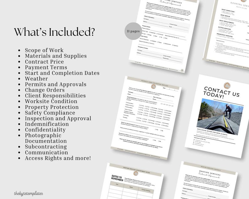 Roofing Contract Form Template, Invoice, Roofing Services Business ...
