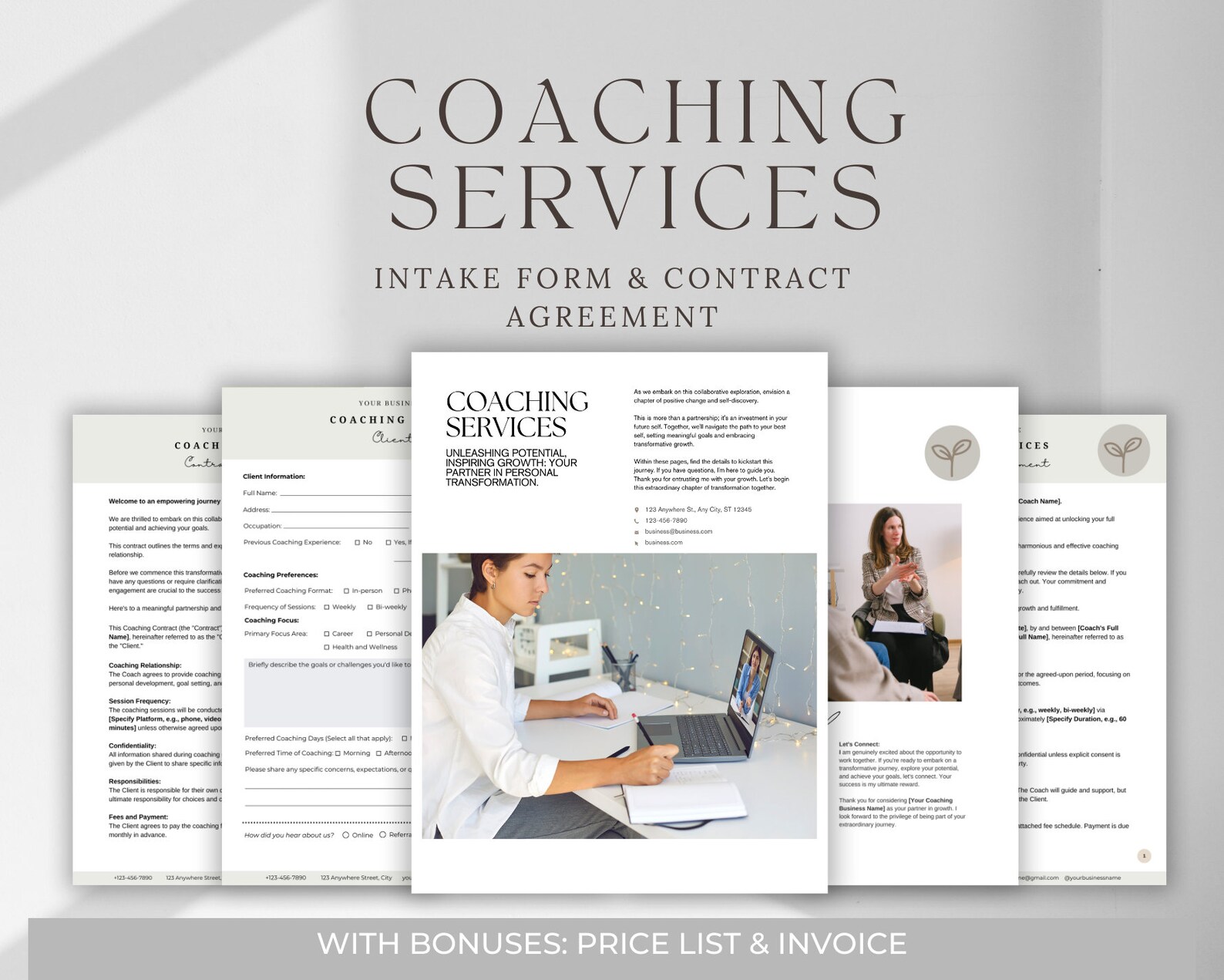 Coaching Contract, Life Coaching Contract Template, Life Coach Intake ...