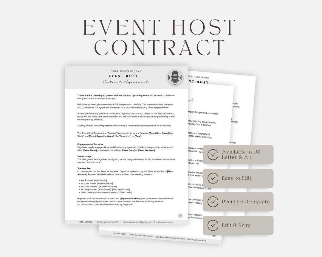 Event Host Contract, Event Speaker Contract Media Kit, Public Speaking ...