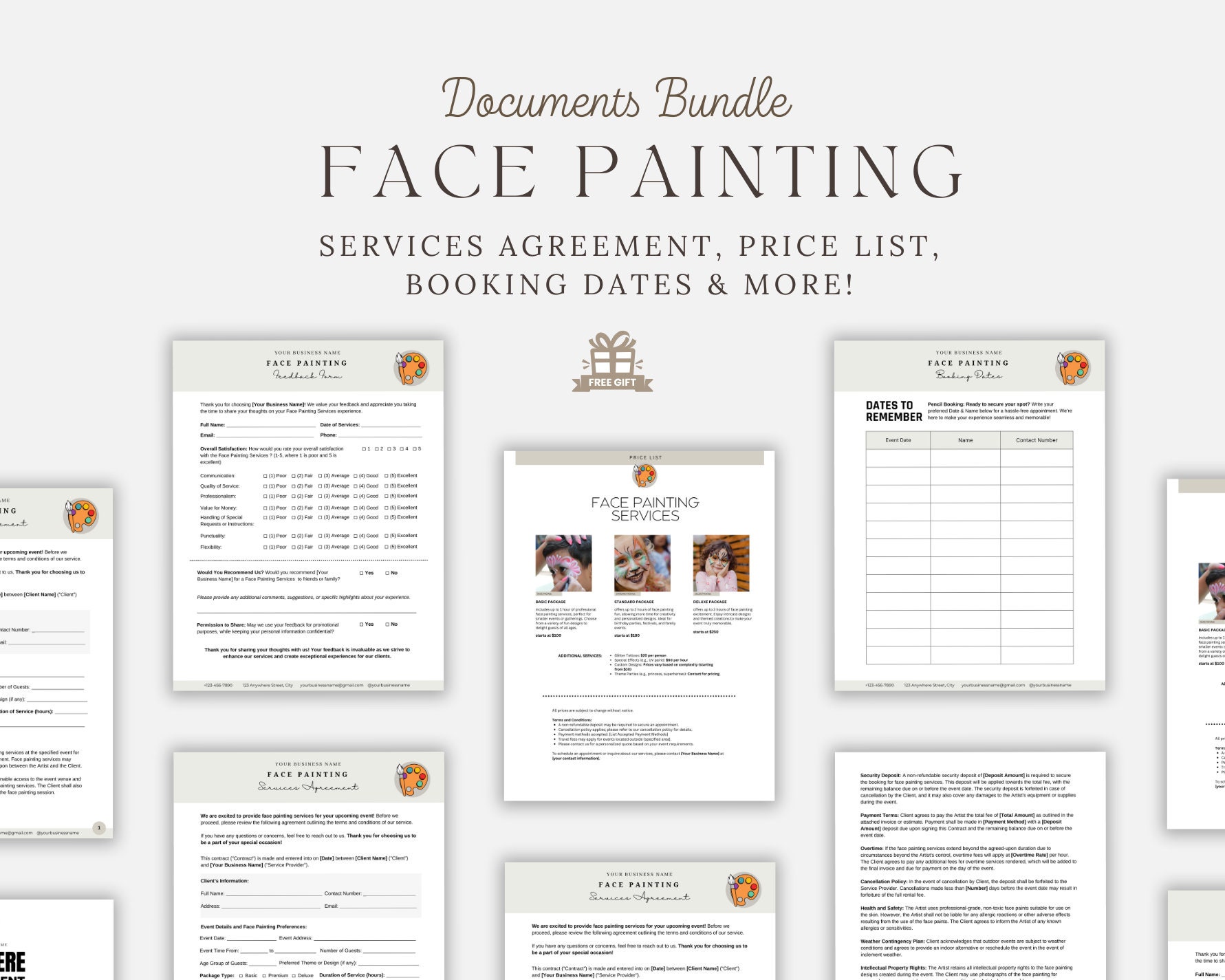 Face Painting Contract Template Forms, Event Face Paint Intake Form ...