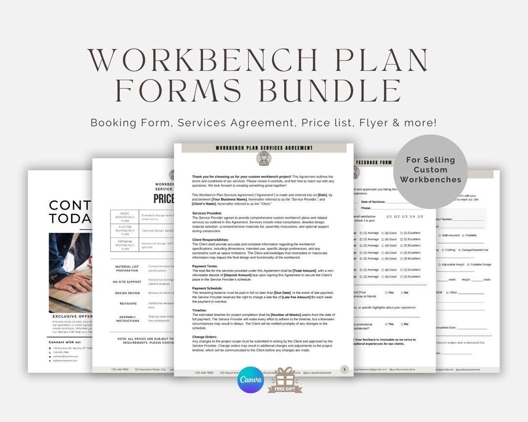 Workbench Plans, Mobile Workbench Contract Template, Garage Organizer ...