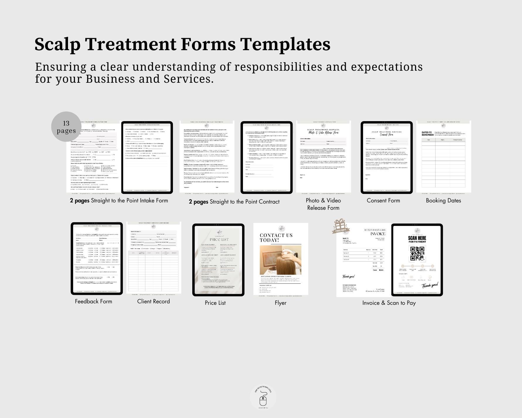 Editable Scalp Treatment Consent Contract Liability Waiver Form for ...