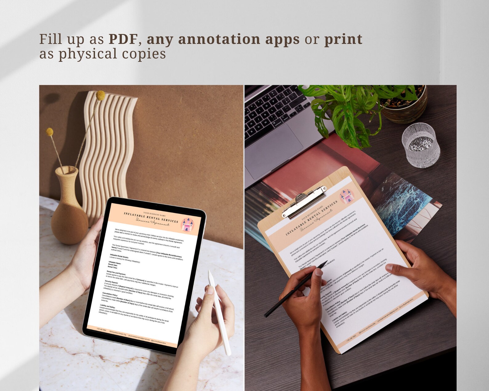 Inflatables Rental Agreement Template, Printable & Editable Inflatable ...